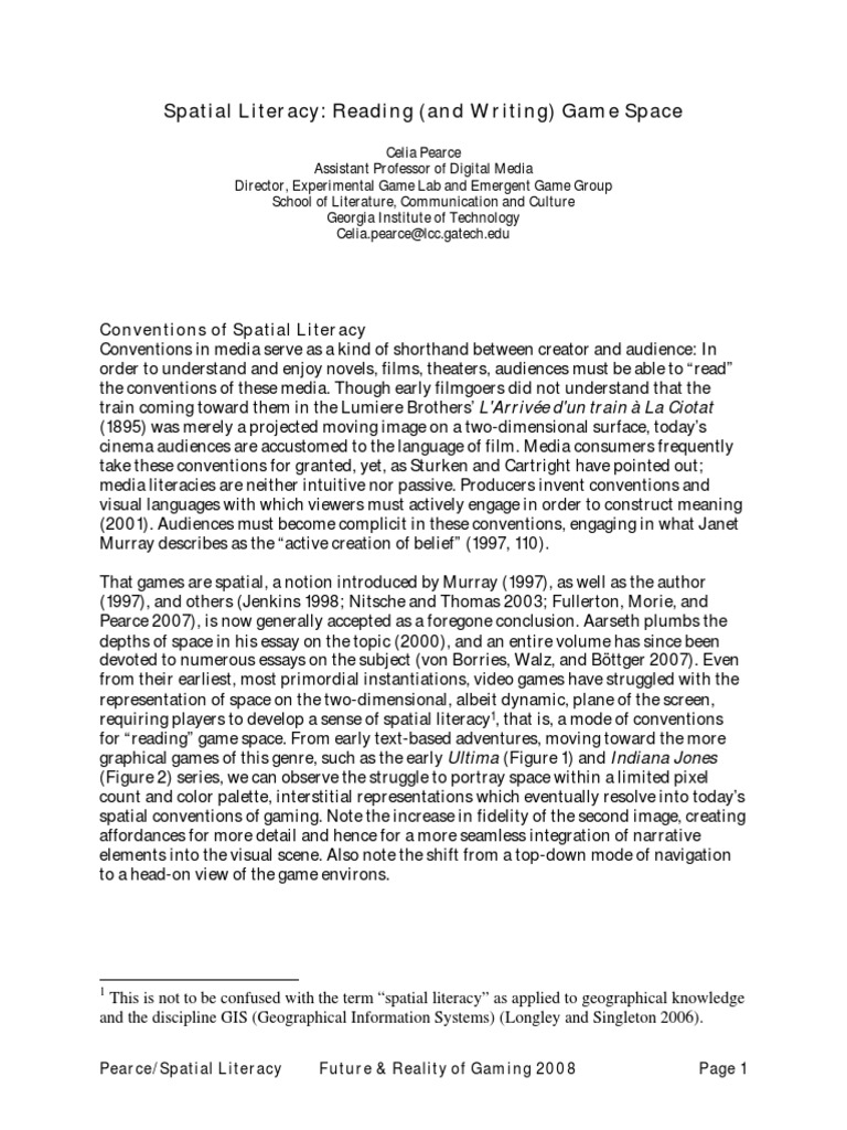 Spatial Literacy - Celia Pearce | PDF