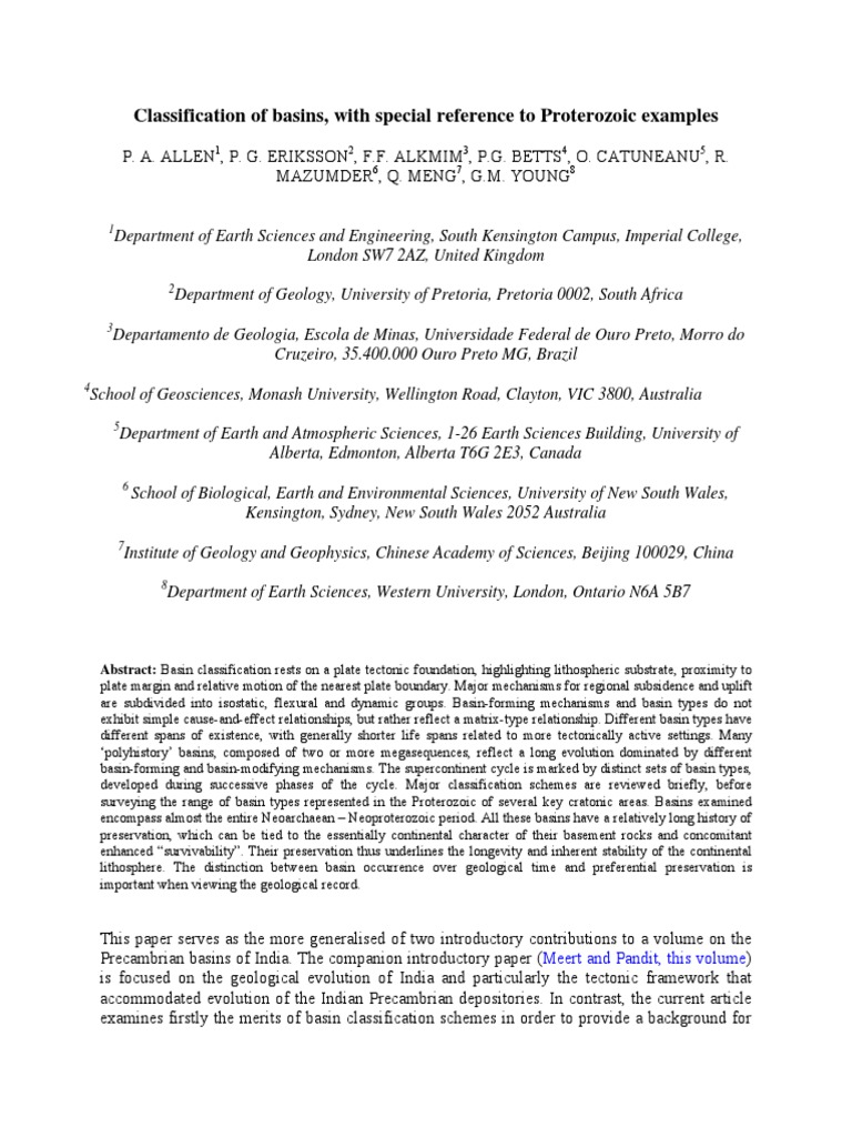 CUENCAS Allen - Classification - 2015 | PDF | Sedimentary Basin | Plate ...