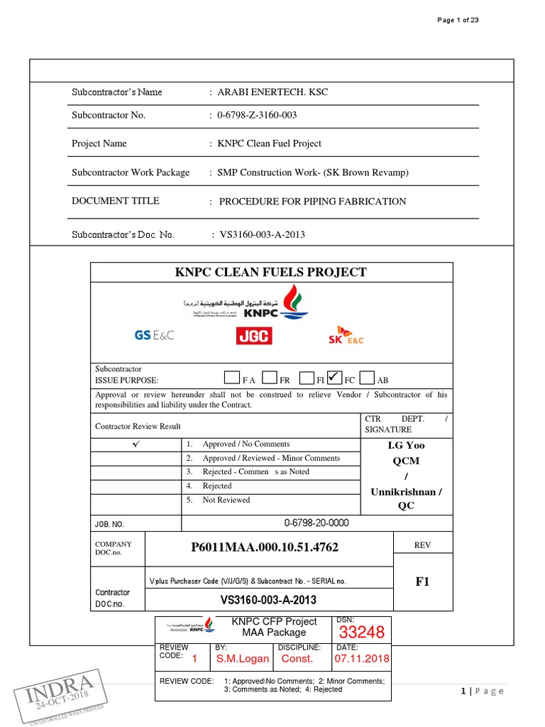 Arabi Enertech Piping Fabrication Procedure | PDF | Pipe (Fluid ...