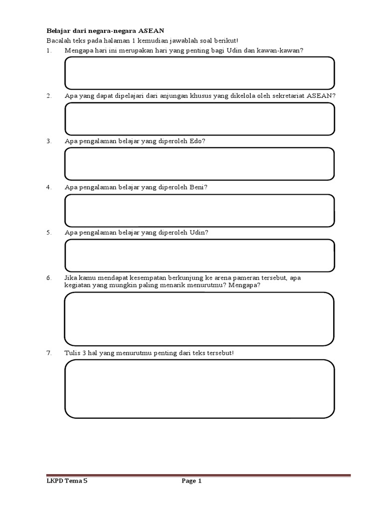LKPD Tema 5 | PDF | Perjalanan