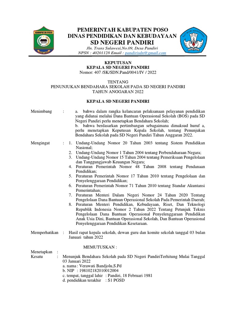 SK Bendahara Bos Tahun 2022 | PDF