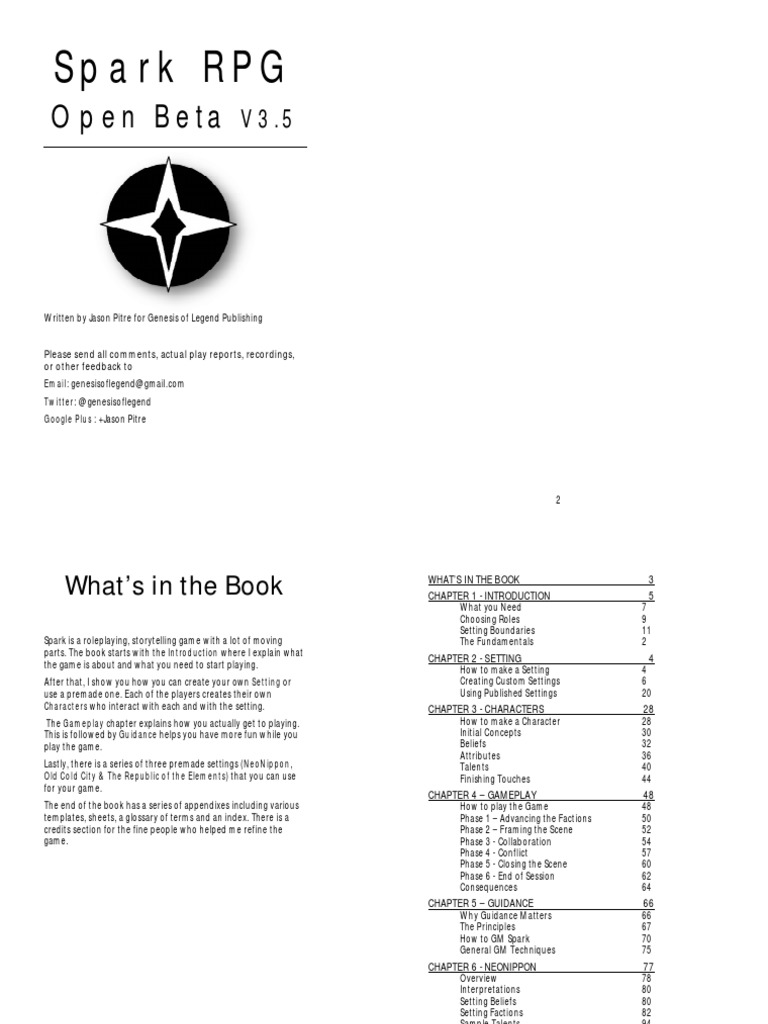 Spark RPG Open Beta v3.5 | PDF | Shinto | Role Playing Games