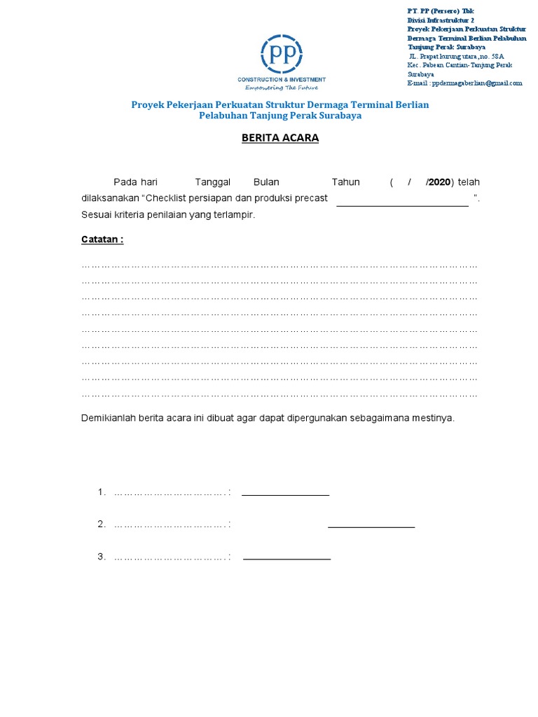 Berita Acara + Checklist Produksi | PDF