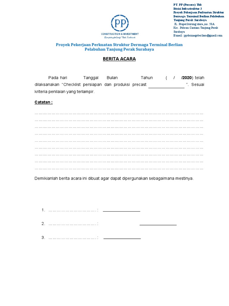 Checklist Proses Produksi | PDF
