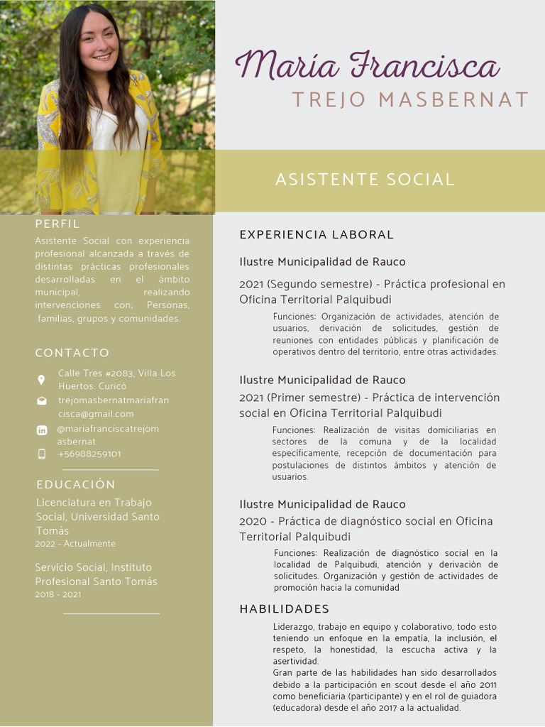 CV MarÃ - A Francisca Trejo Masbernat | PDF | Trabajo Social | Exploración