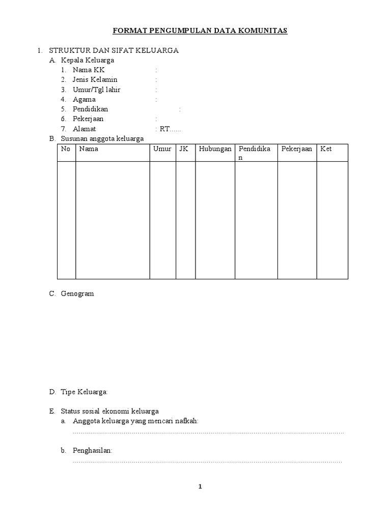 Format PENGUMPULAN DATA KOMUNITAS | PDF