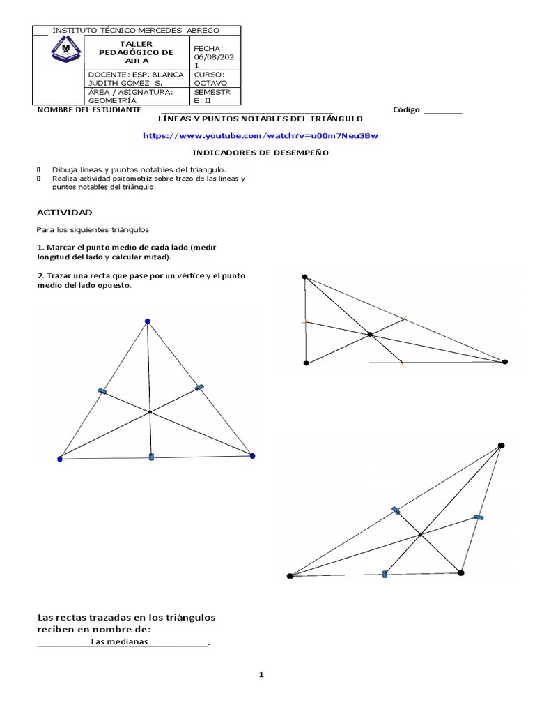 La - Neas y Puntos Notables Del Tria - Ngulo | PDF | Triángulo | Geometría euclidiana
