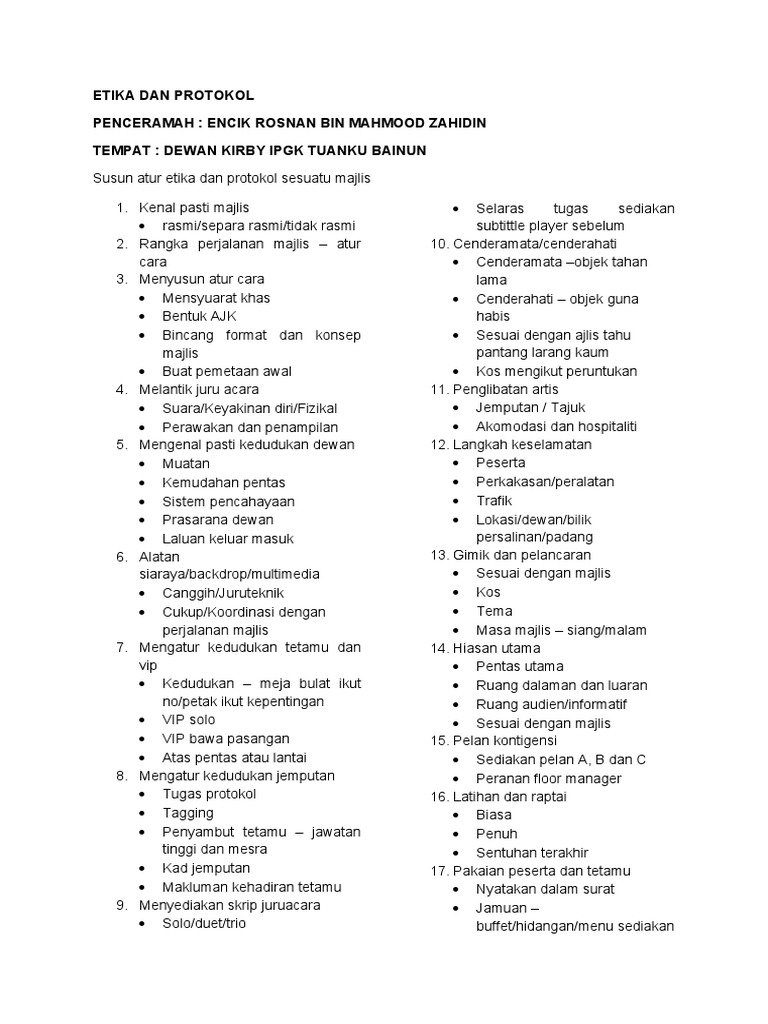 Etika Dan Protokol | PDF