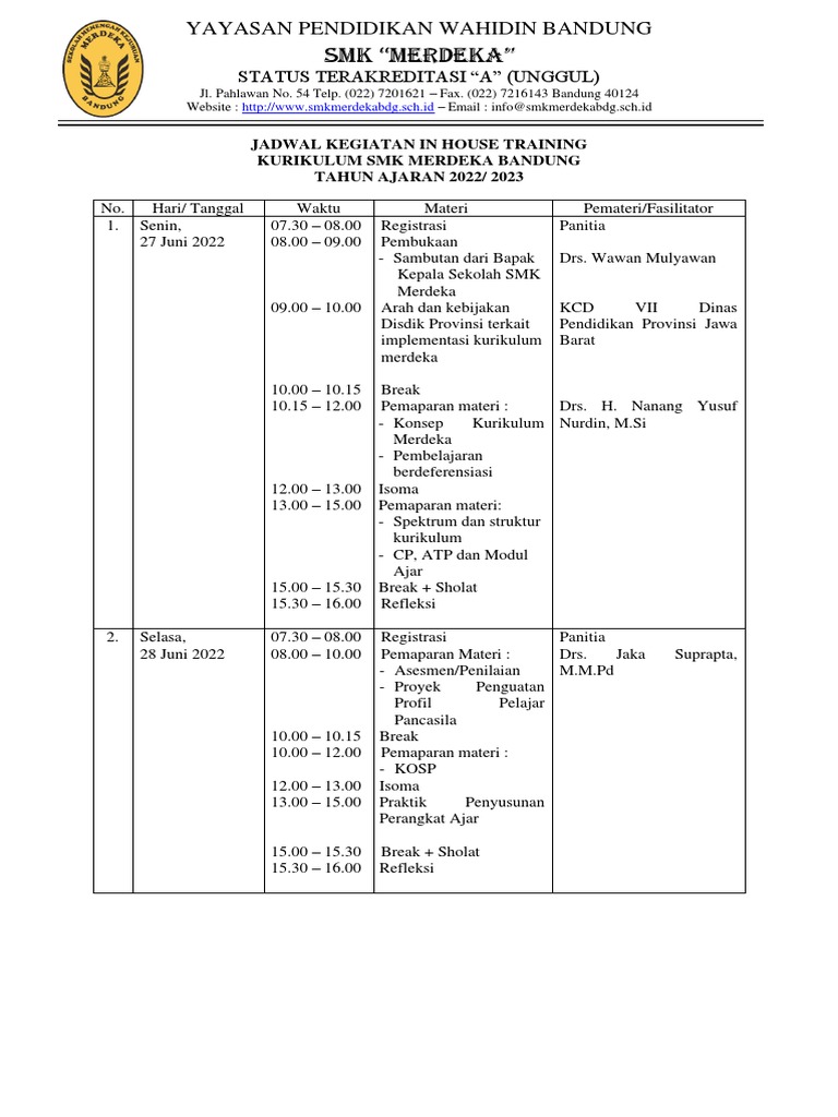 Jadwal IHT 2022 - 2023 | PDF