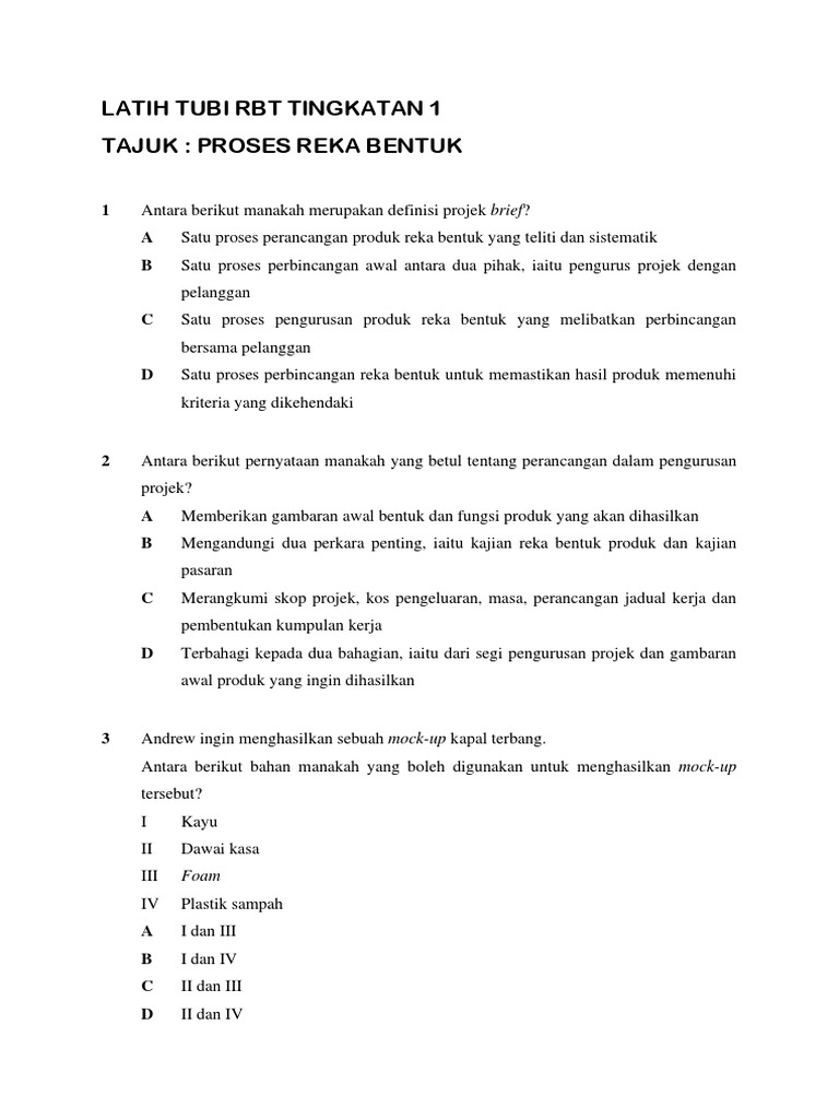 RBT Tingkatan 1 | PDF