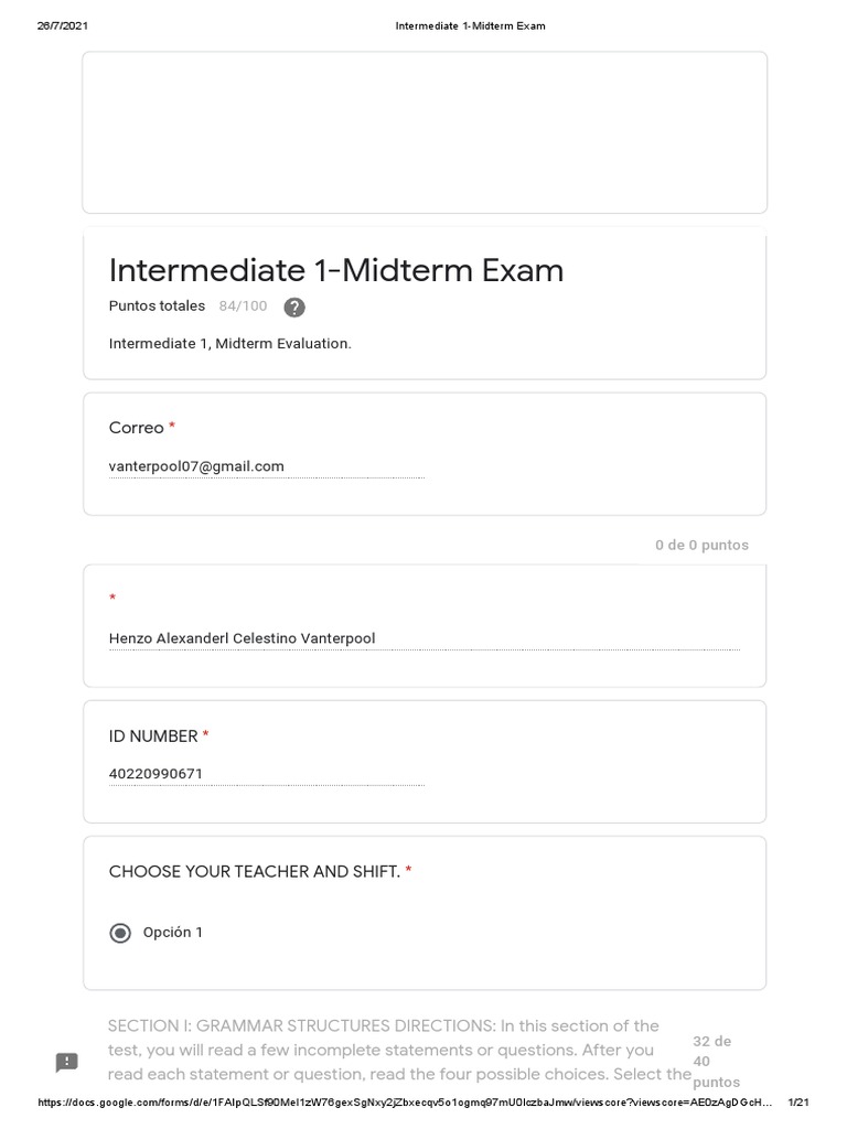 Intermediate 1 Midterm Exam Guide | PDF | Test (Assessment)