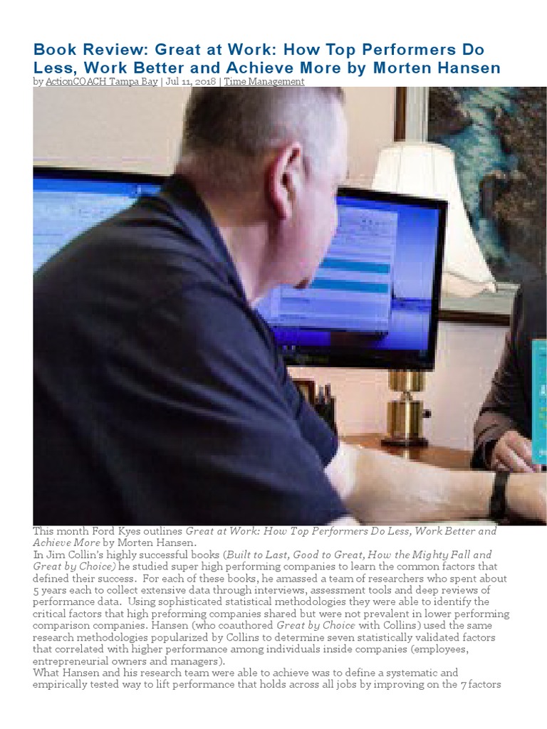 Book Review: Great at Work: How Top Performers Do Less, Work Better and ...