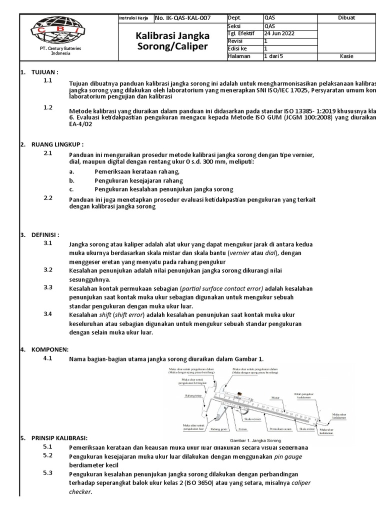 IK Kalibrasi Kaliper | PDF | Teknologi & Rekayasa