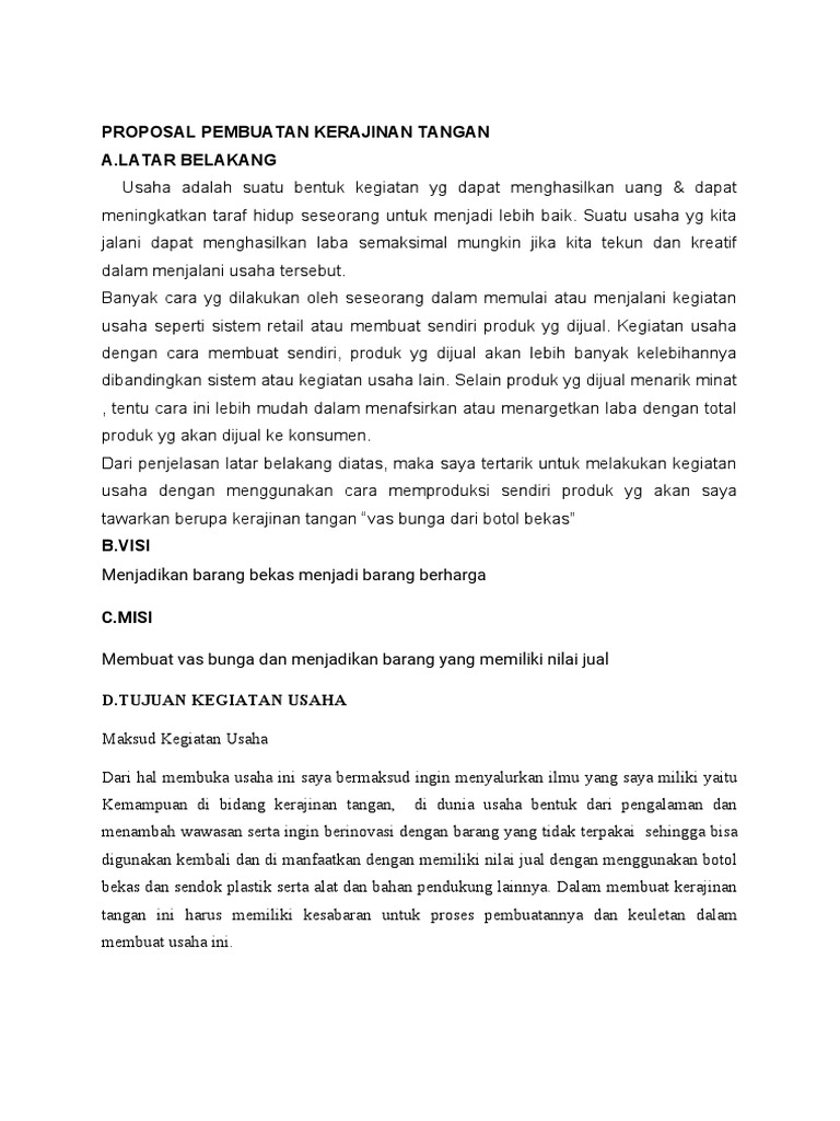 Proposal Usaha Kerajinan Vas Bunga | PDF | Seni