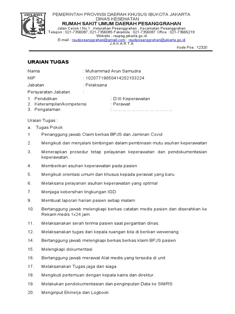 Format Uraian Tugas | PDF