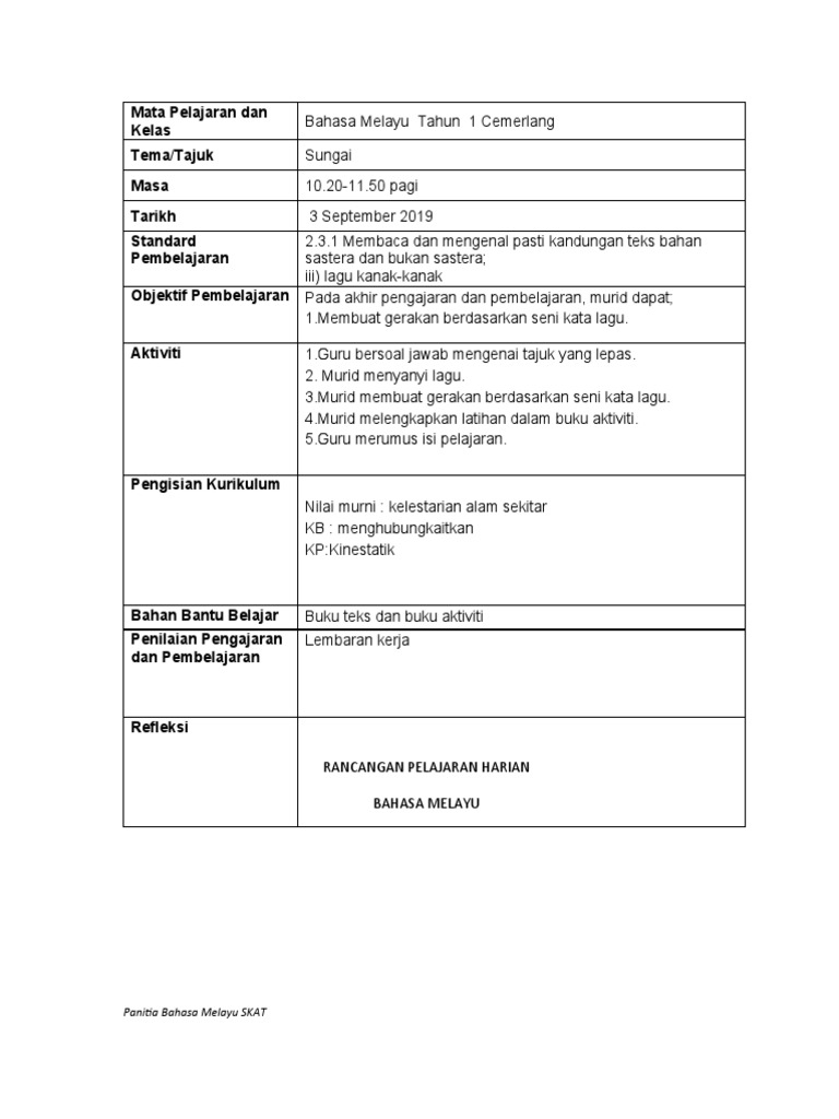 Template RPH BM 2019 | PDF