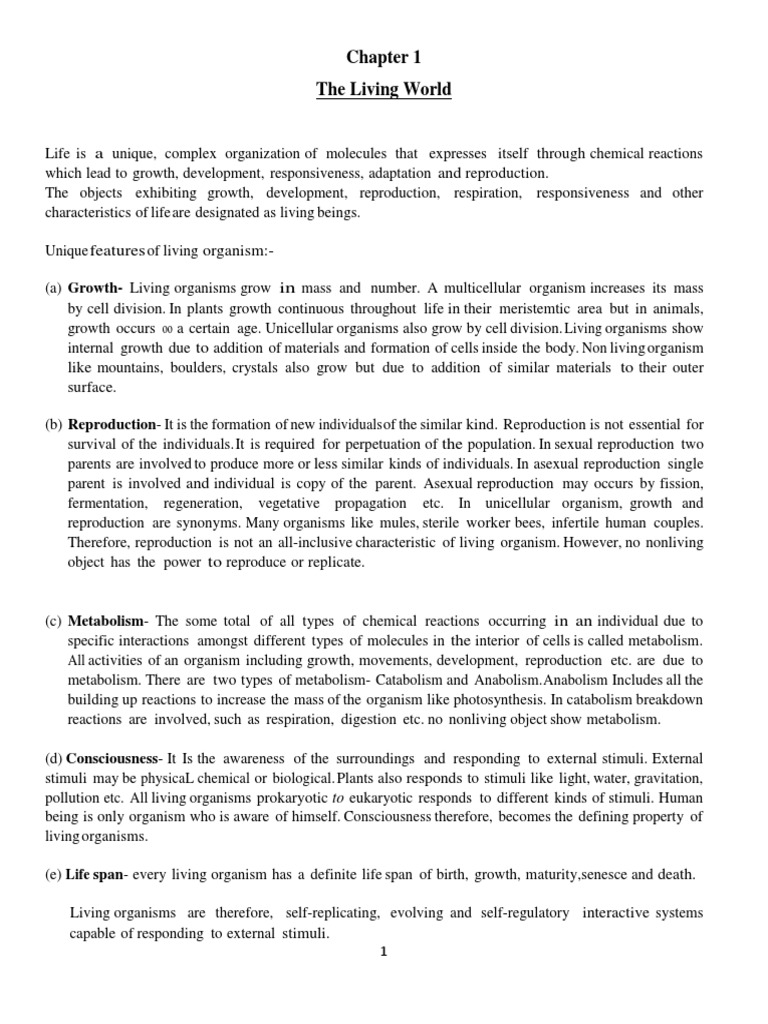 The Living World | PDF | Taxonomy (Biology) | Reproduction