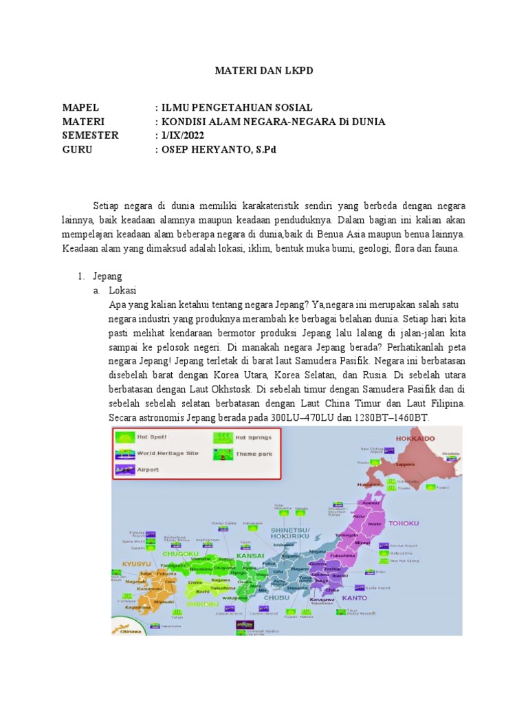 MATERI DAN LKPD Negara Jepang | PDF