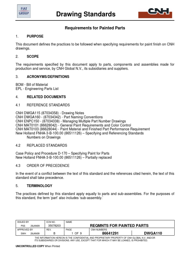Drawing Standards: Requirements For Painted Parts | PDF | Drawing ...