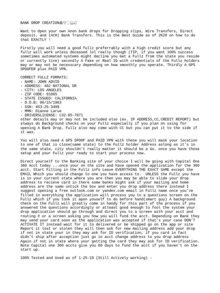 Bank Drop Creation | PDF | Cyberspace | Service Industries