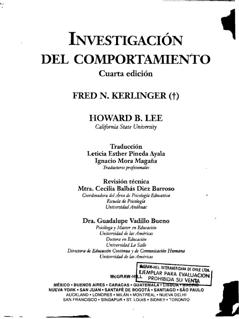 Investigacion Del Comportamiento Kerlinger | PDF | Estadísticas ...