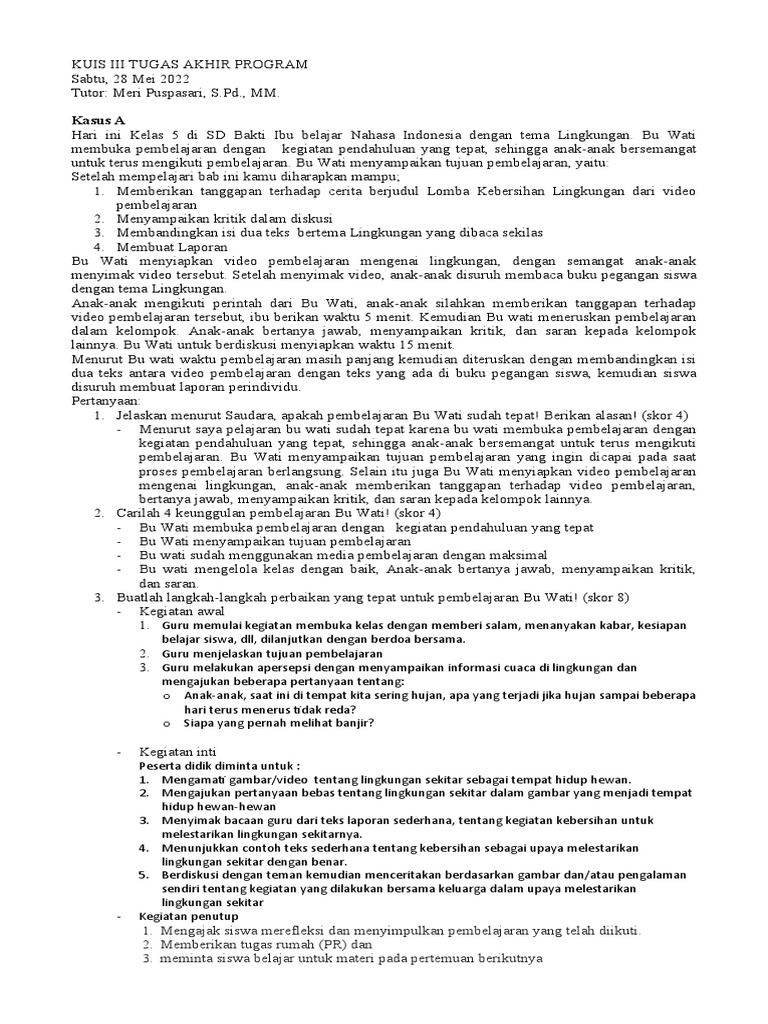 Kuis Iii Tugas Akhir Program | PDF