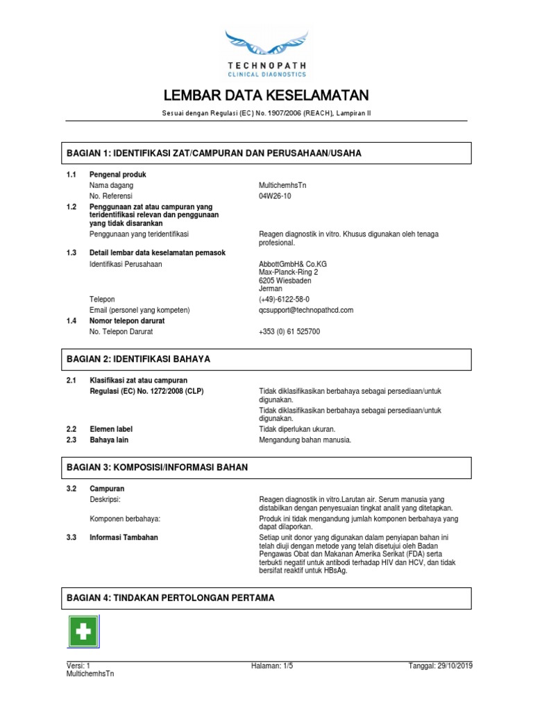 Multichem HSTN Abbott Msds Indonesian Rev 01 - 2 | PDF