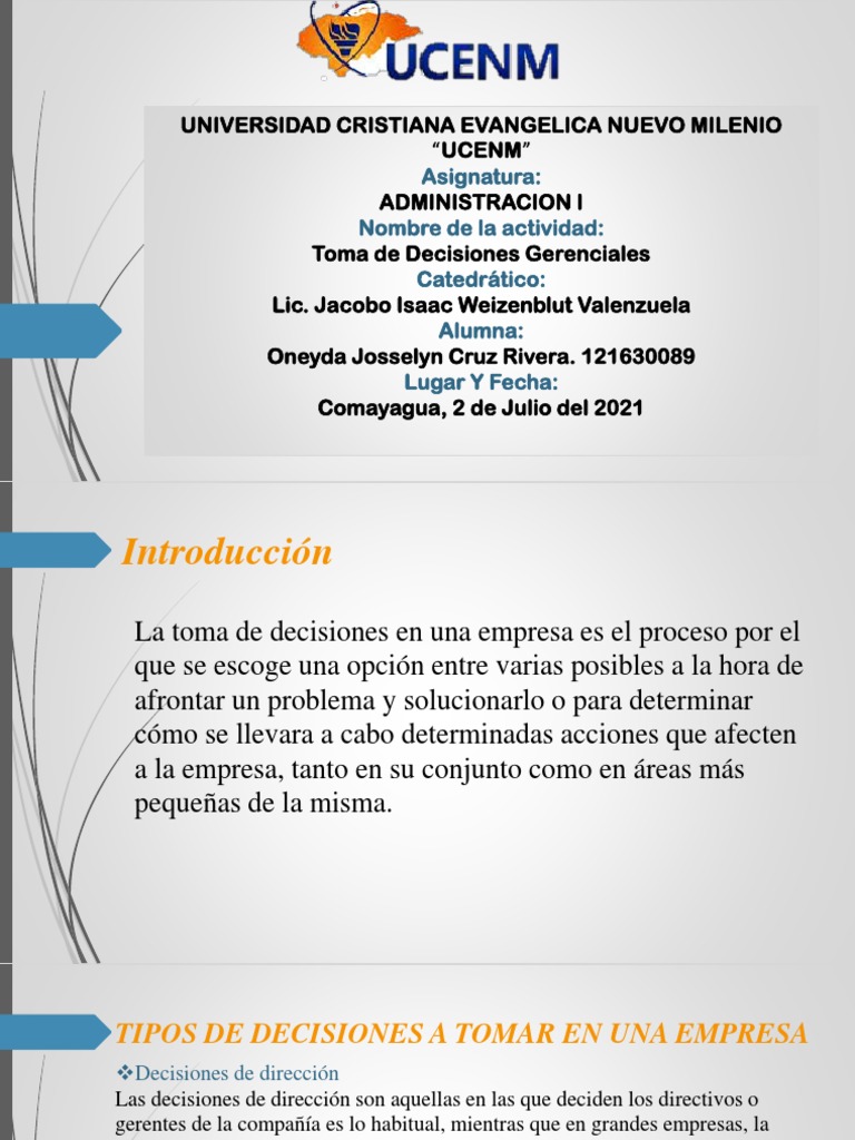 Toma de Desiciones Gerenciales | PDF | Toma de decisiones | Business