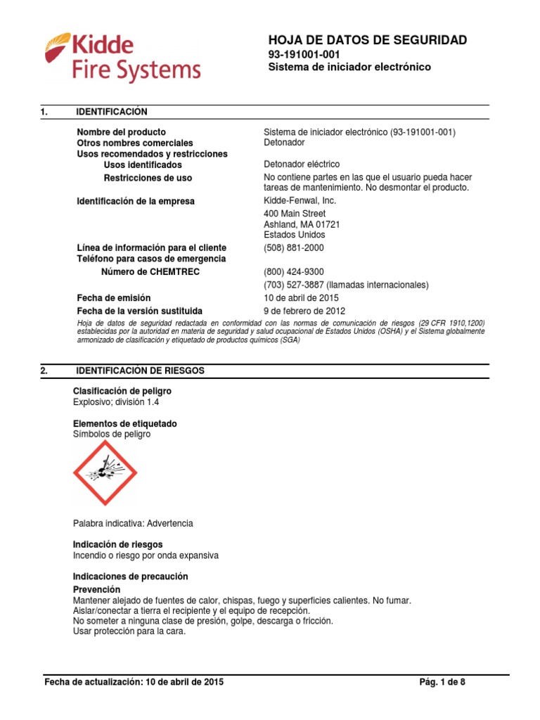 Kidde Fenwal 93-191001-001 Electronic Initiator Assembly 04102015 GHS ...