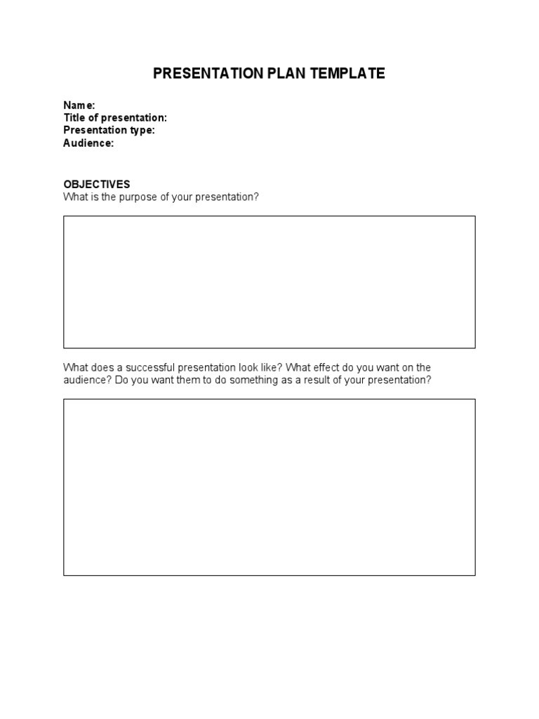 Presentation Plan Template: Name: Title of Presentation: Presentation ...