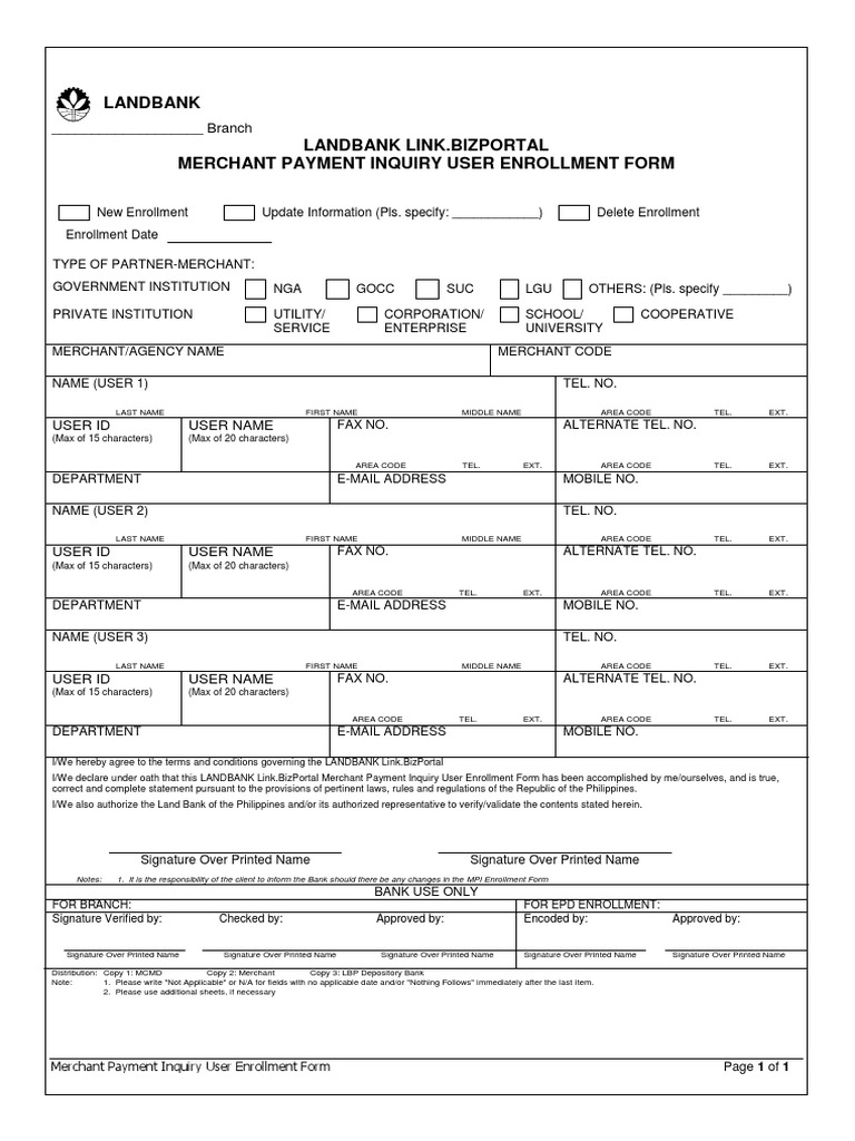 Landbank Landbank Link - Bizportal Merchant Payment Inquiry User ...