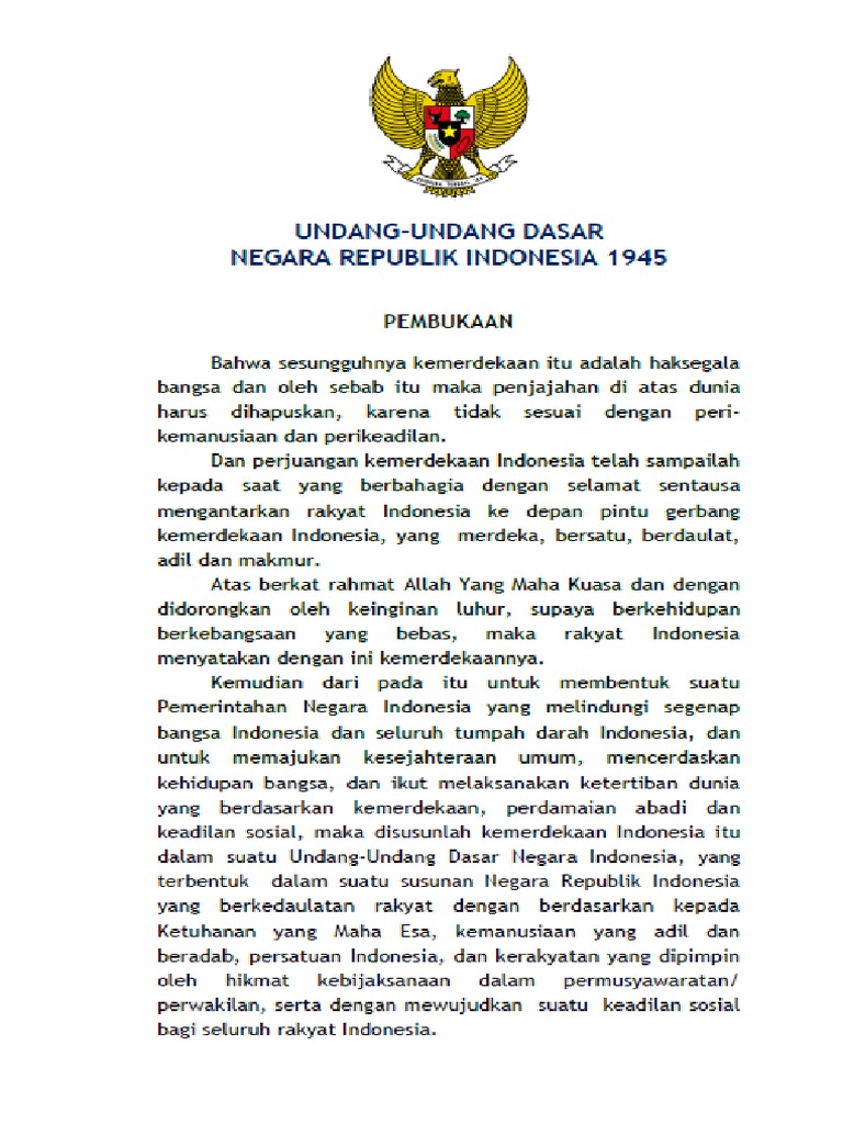 Teks Pembukaan Uud 1945 | PDF