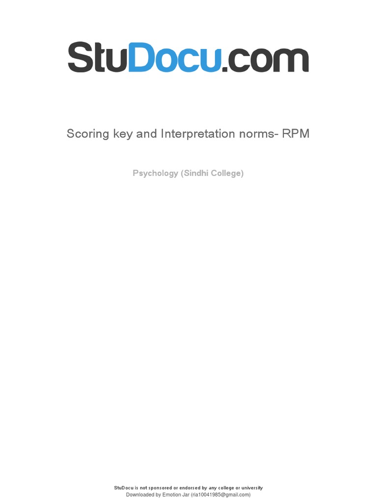 Scoring Key and Interpretation Norms RPM | PDF | Percentile
