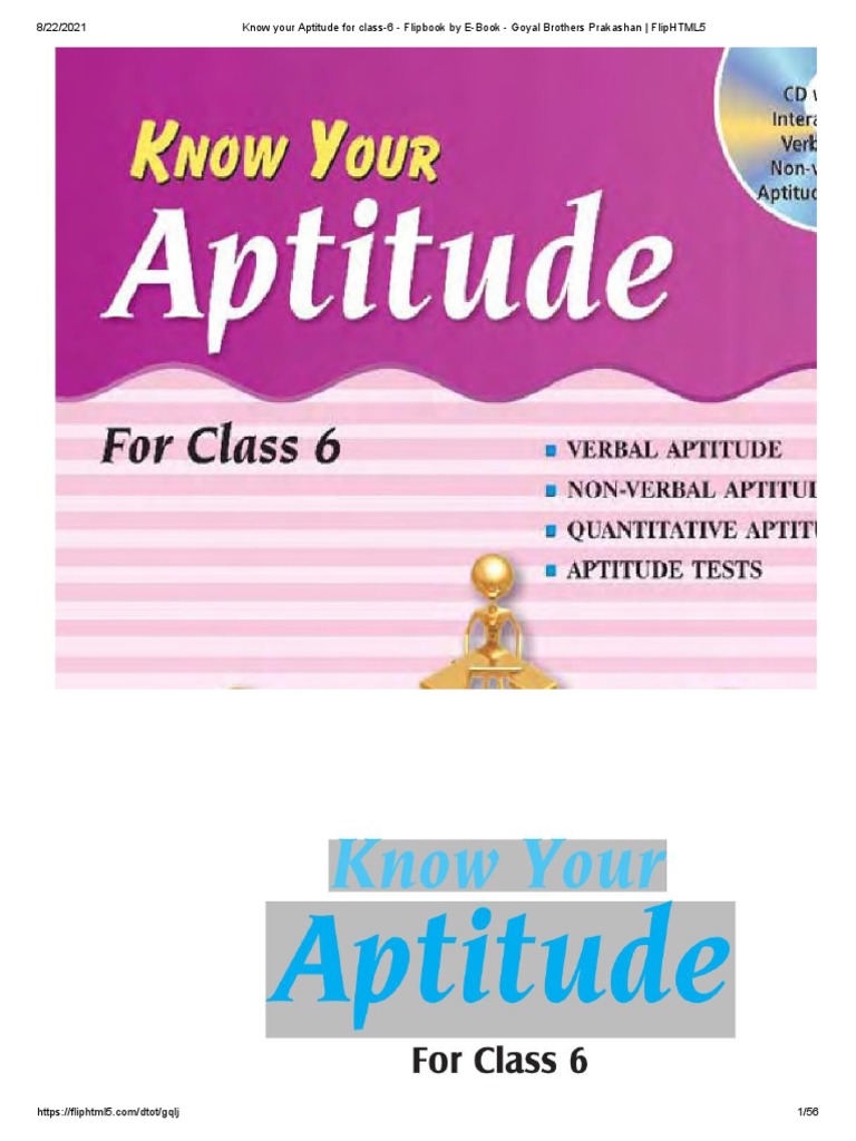 Know Your Aptitude For Class-6 | PDF | Wellness