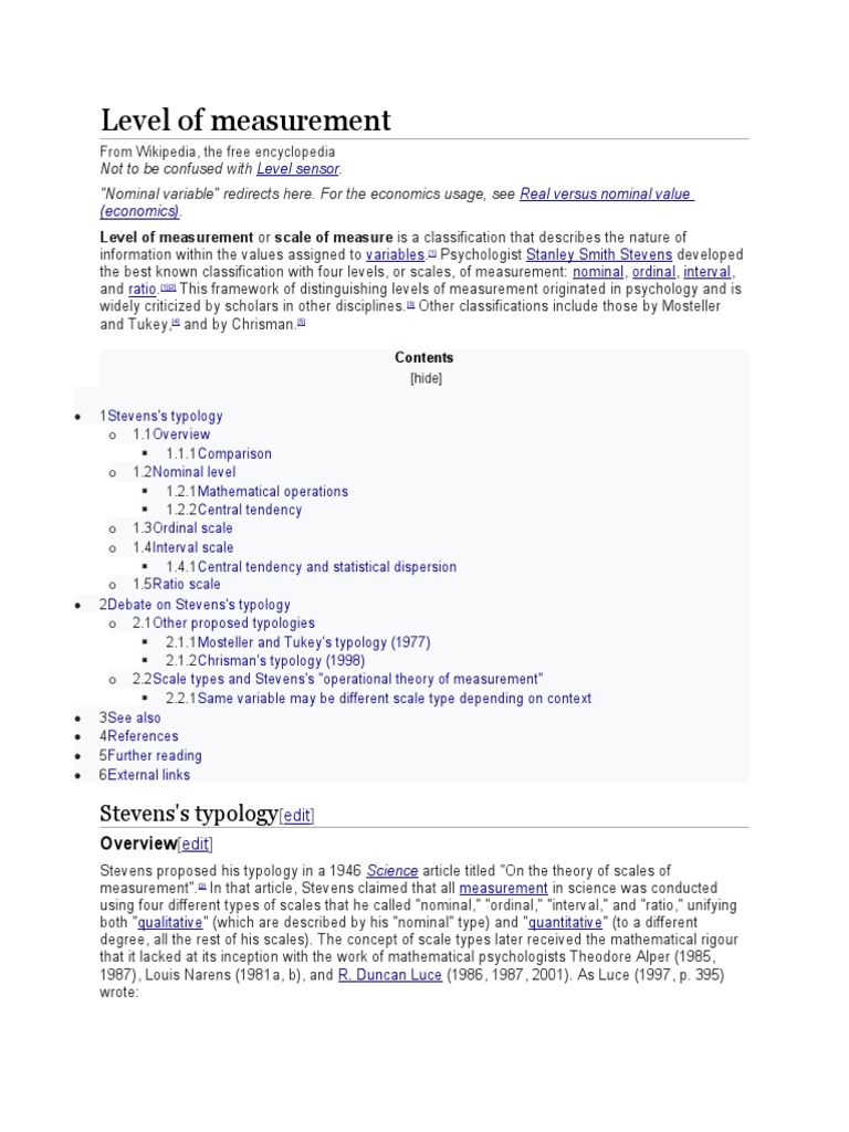 Level of Measurement | PDF | Level Of Measurement | Science