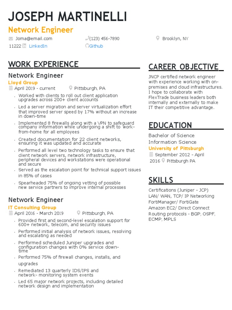 Juniper Network Engineer Resume Example Converted | PDF | Computer ...