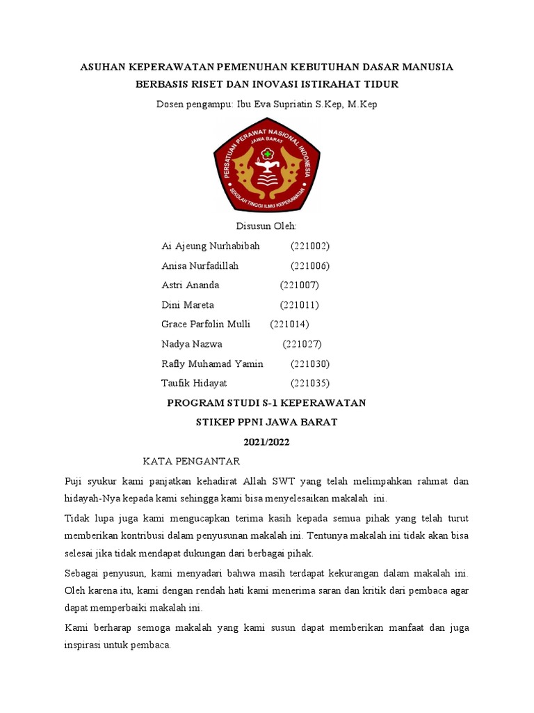 Kelompok1-Pjbl PKDM Istirahat Tidur | PDF | Sains & Matematika