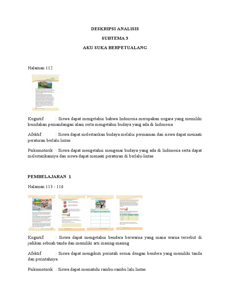 Analisis Buku Tema 8 Kelas 3 Sub 3 | PDF | Perjalanan | Seni & Disiplin Bahasa