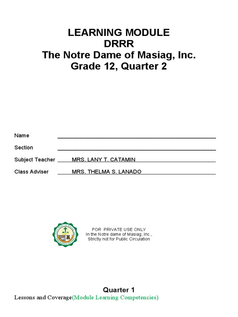 DRRR Learning Module 2nd Quarter (Repaired) | PDF | Tropical Cyclones ...