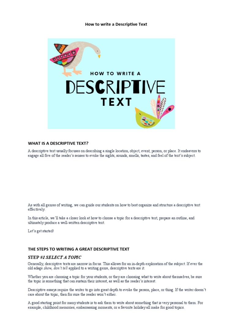 How To Write A Descriptive Text | PDF | Essays | Thesis