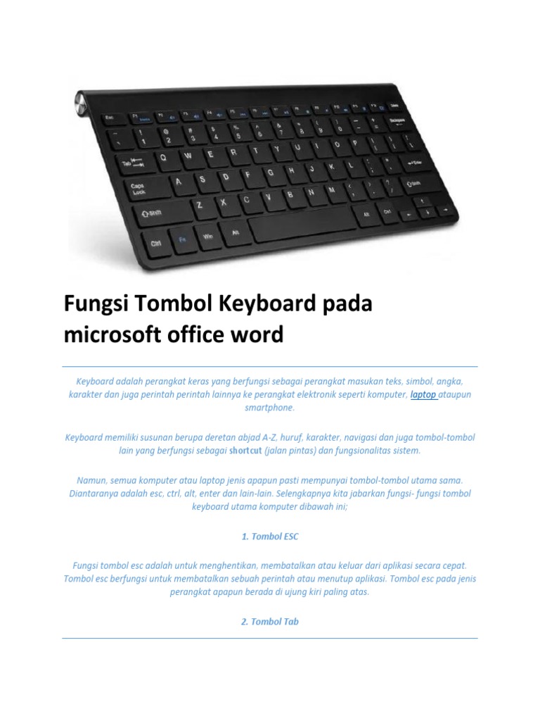 Fungsi Tombol Keyboard Pada Microsoft Office Word | PDF