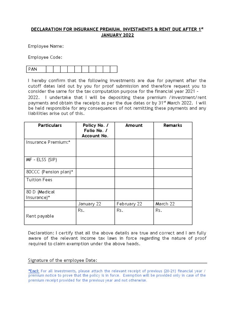 Self Declaration For Future Proof | PDF