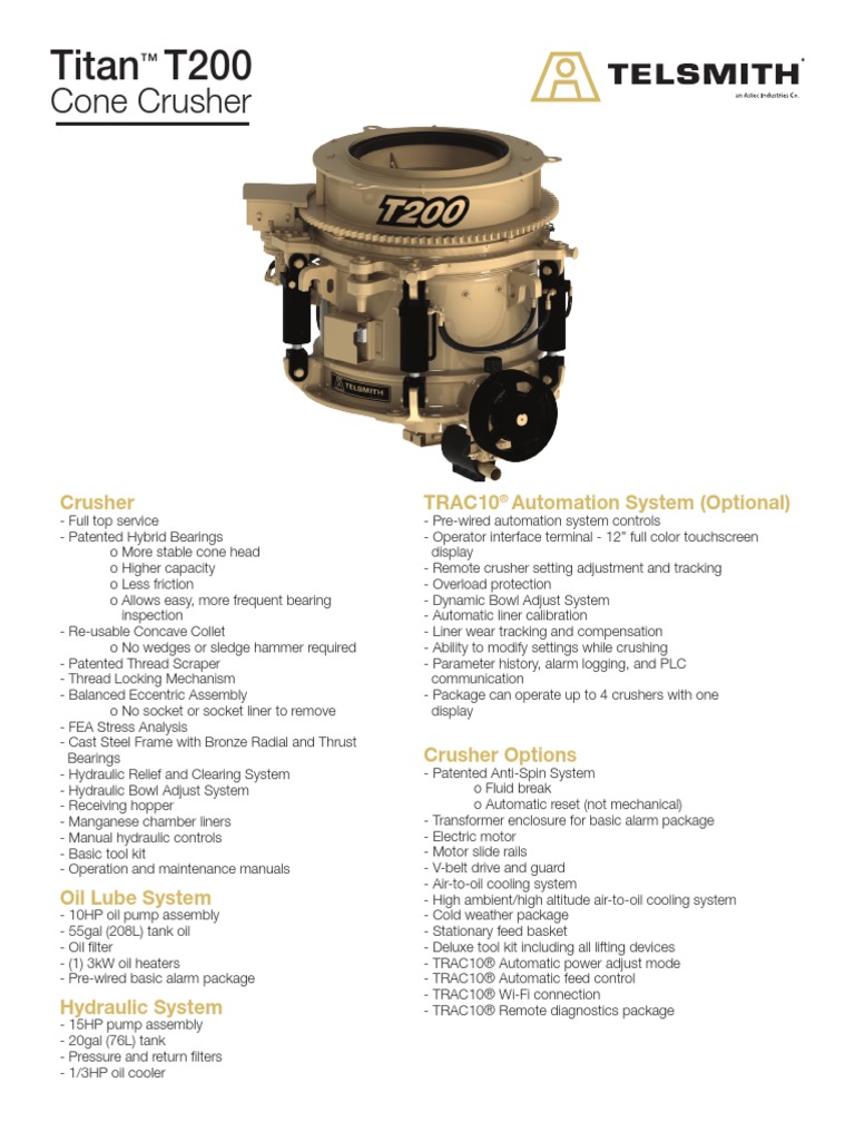 Titan T200 Spec Sheet | PDF | Bearing (Mechanical) | Manufactured Goods