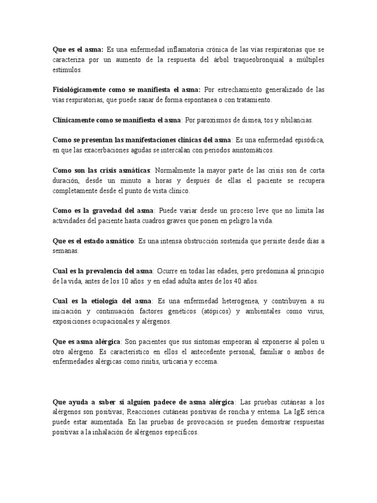 Cuestionario de Asma | PDF | Asma | Alergia