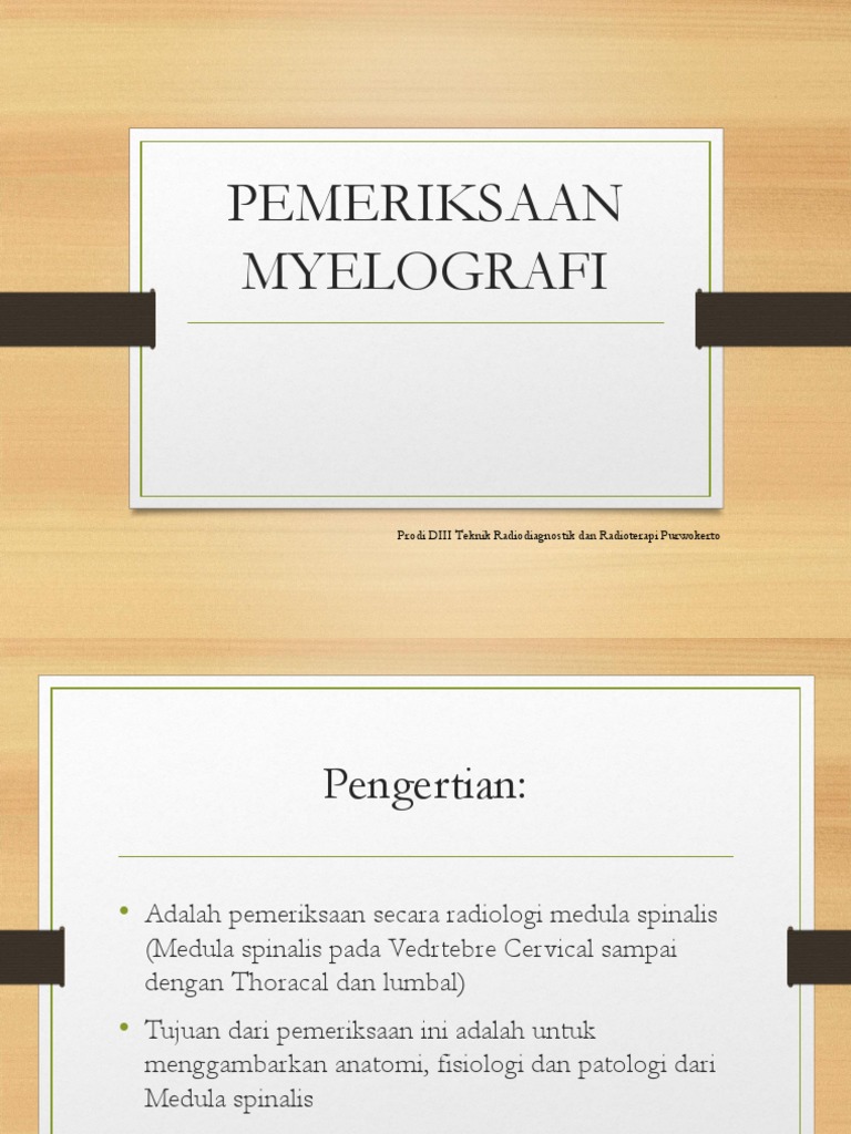 Pemeriksaan Myelografi Medula Spinalis | PDF