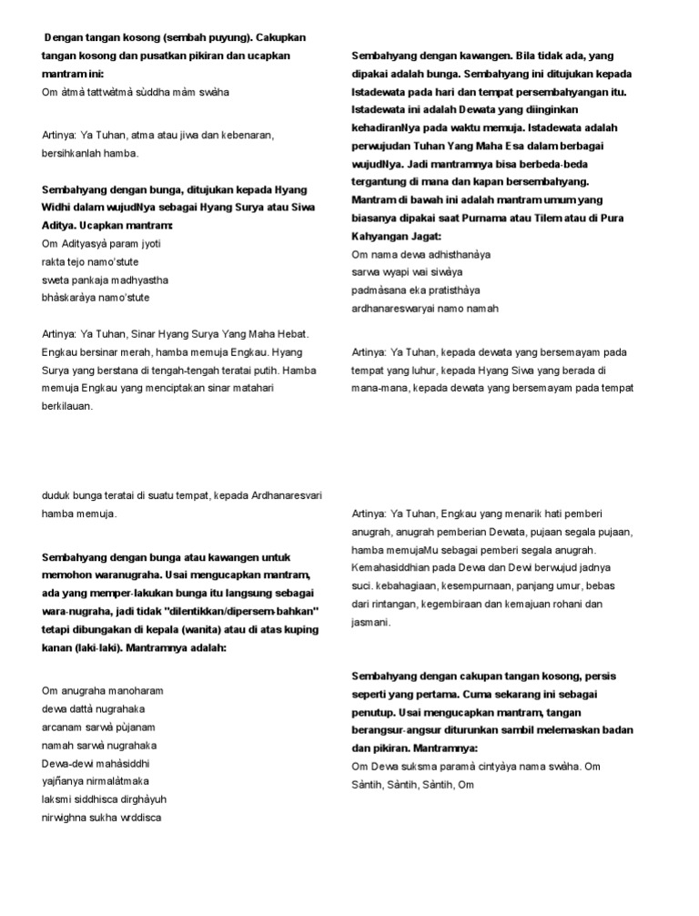 Panduan Sembahyang Hindu | PDF