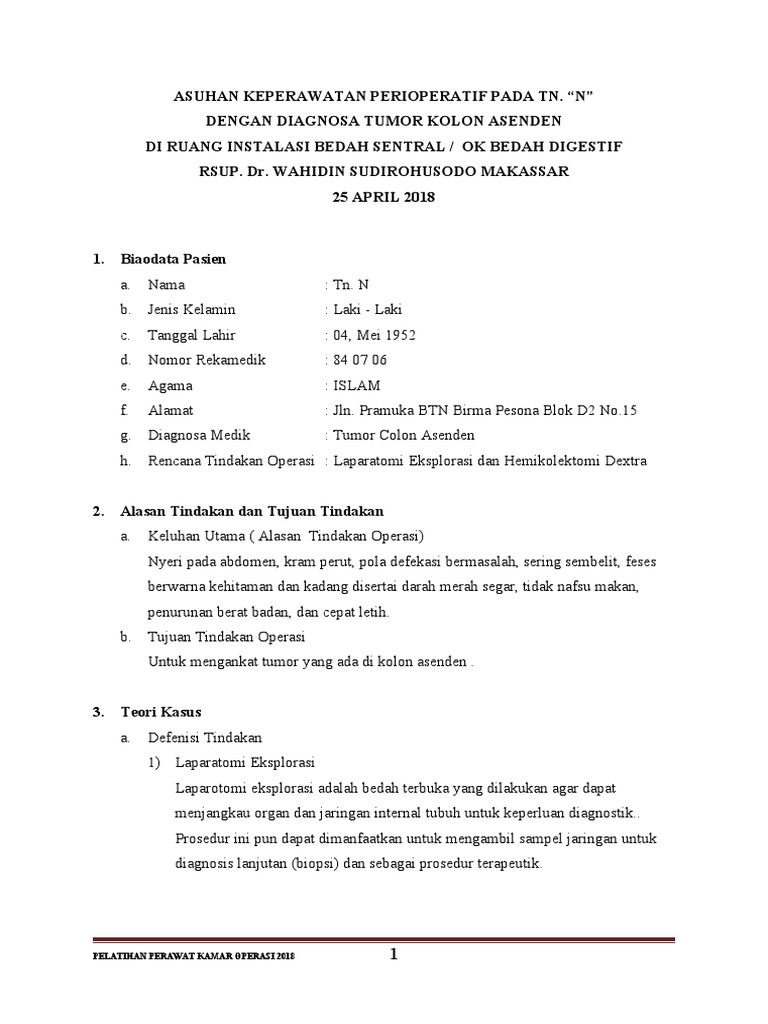 Asuhan Keperawatan Tumor Kolon Asenden | PDF