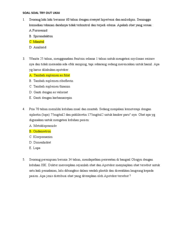 Soal Try Out UKAI Angkatan 104 | PDF | Kesehatan Holistik