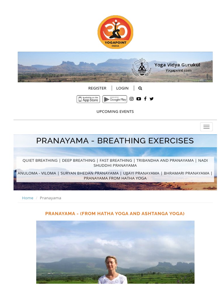 Pranayama - Breathing Exercises: Register Login | PDF | Prana | Breathing