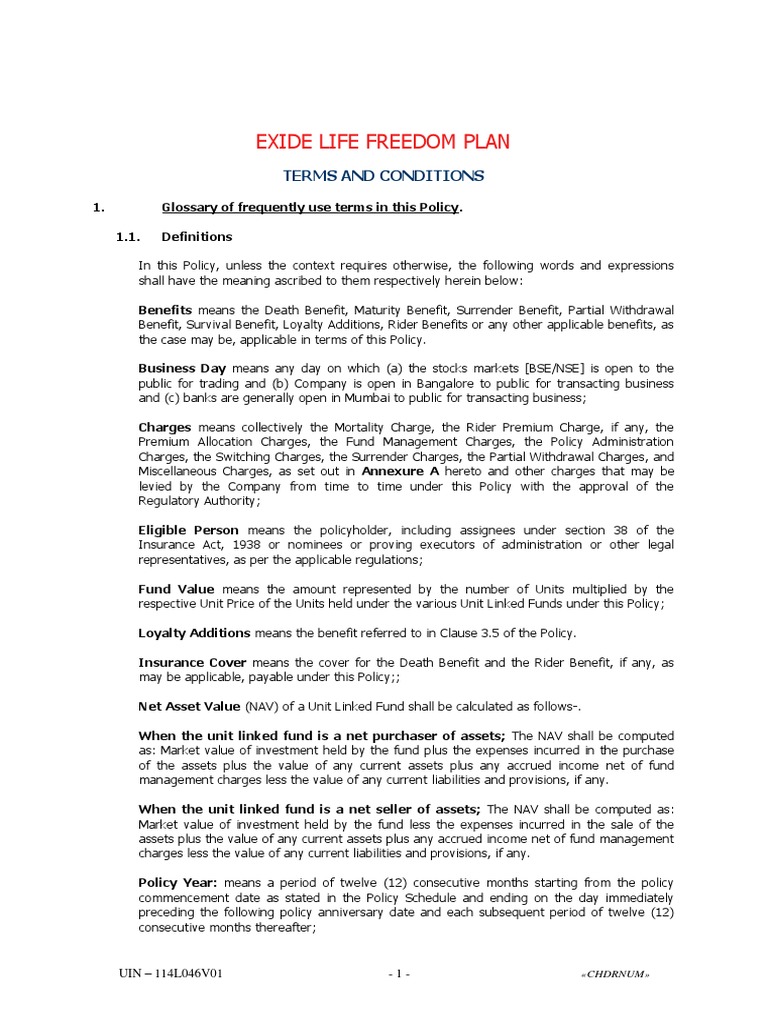 Exide Life Freedom Plan Overview | PDF | Insurance | Investment Fund